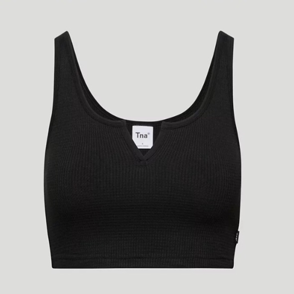 Tna Aritzia Waffle Notch Ribbed Crop Tank Top - Gem